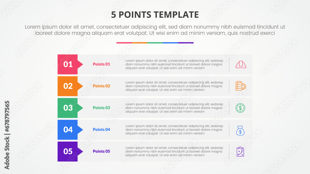 5 points stage template infographic concept for slide presentation with ...