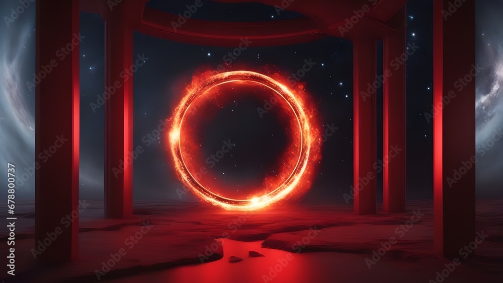 glowing sign A portal to another dimension, with a cosmic scenery and a ...