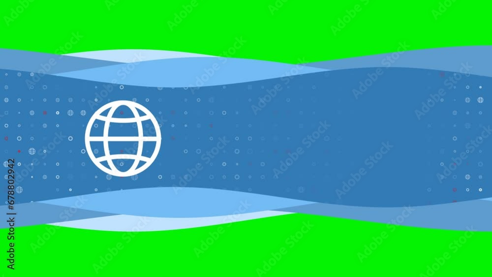 Animation of blue banner waves movement with white web symbol on the ...