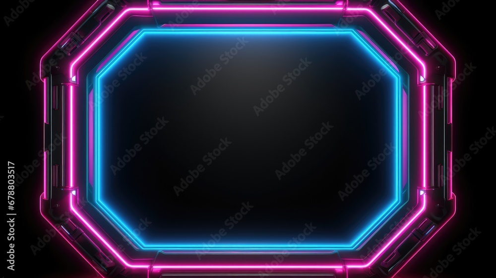 Abstract tech futuristic UI spaceship window display, HUD digital game border panel. Stock ...