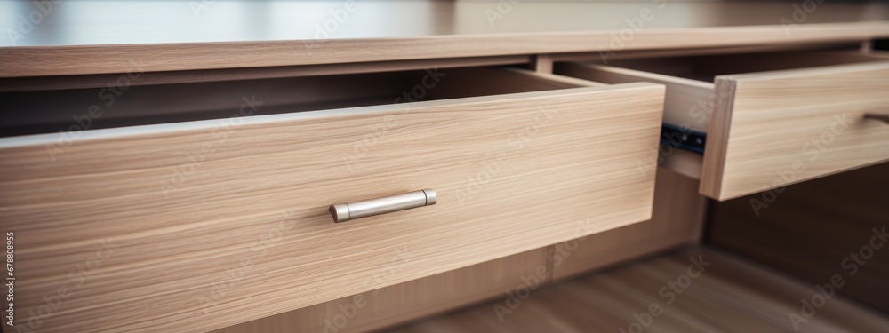 furniture interior design detail wooden drawer with fitting assemble ...
