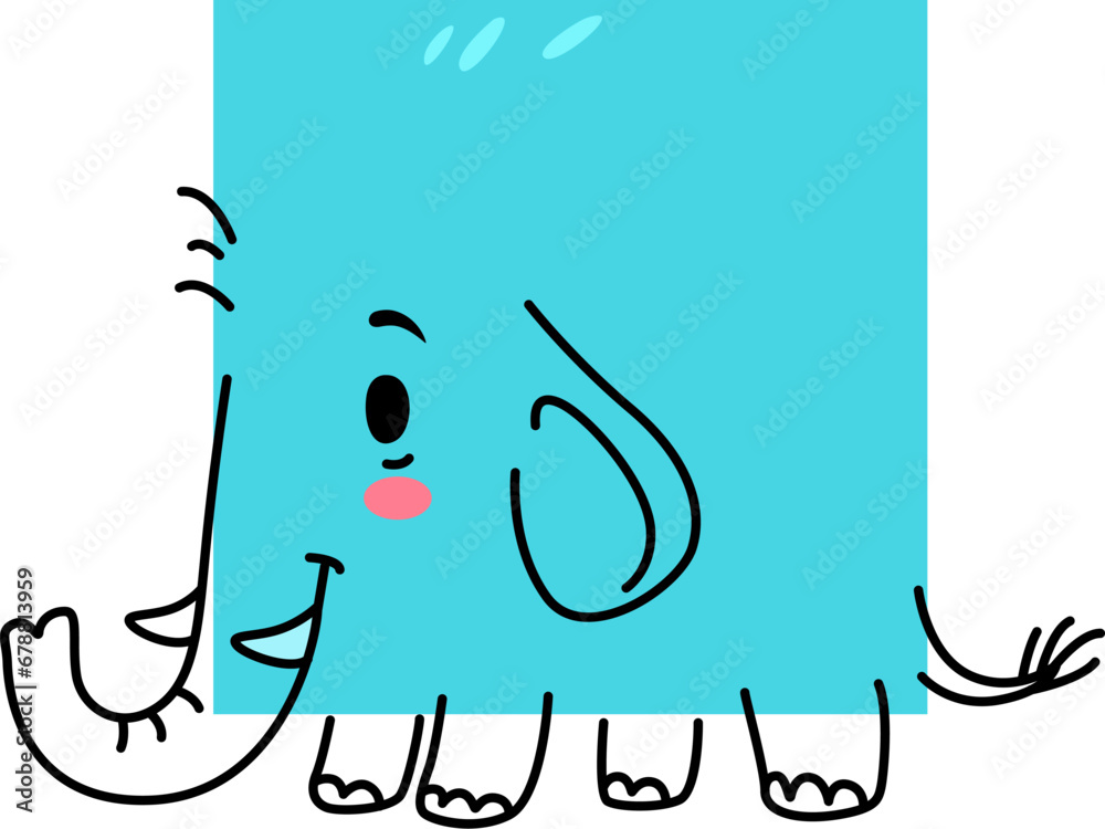 Cartoon elephant animal character in math shape, geometry education ...