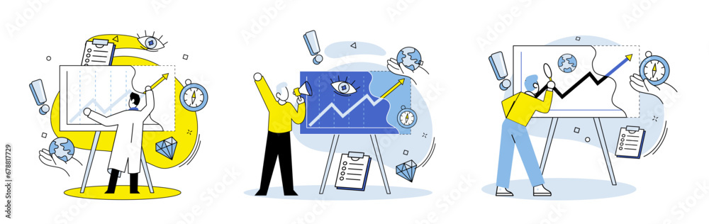 Data Visualization Vector Illustration Strategy Formulation Involves Developing Plan Action To