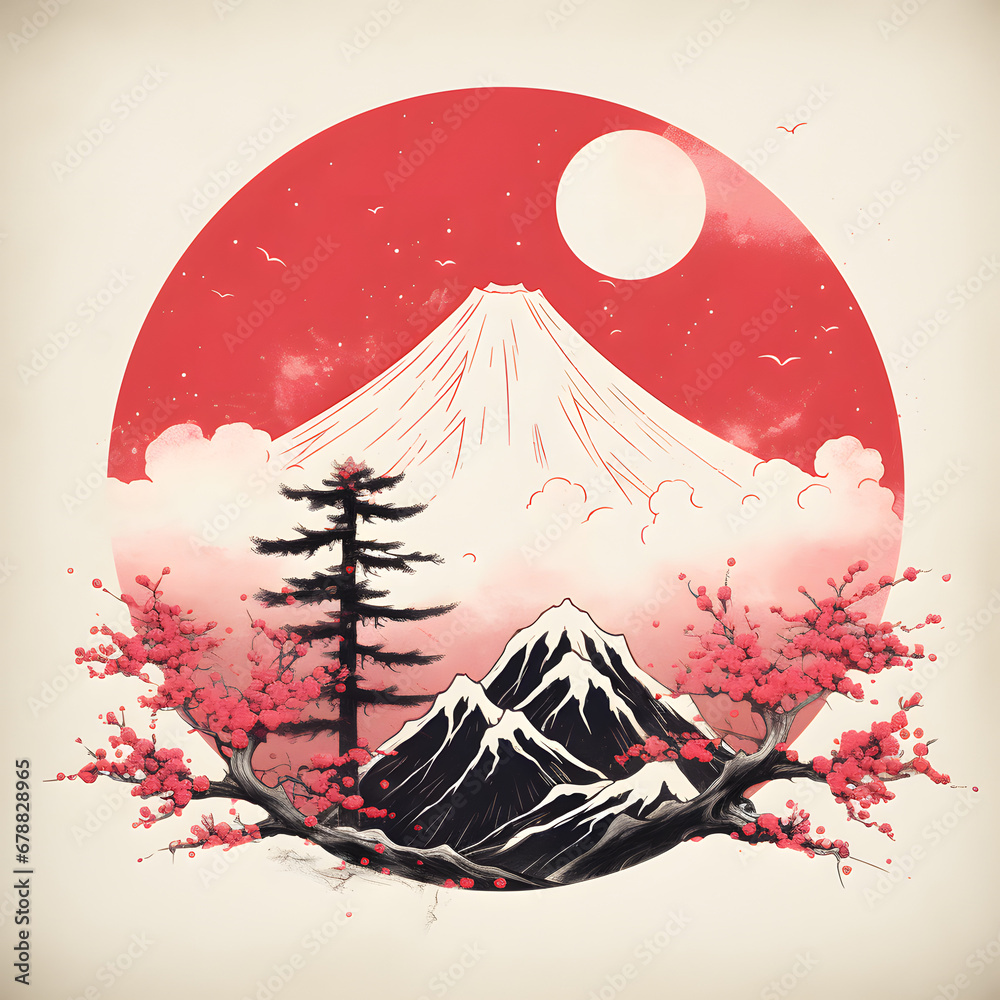 Mount Fuji Japan simplistic Art, Wall decor, Wall Frame ideas, Far East ...