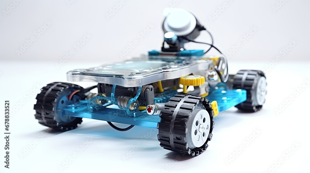 Hand made robot working on the arduino platform. White background. Free ...
