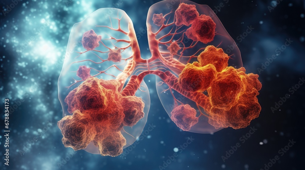 Lung infection caused by bacteria Mycoplasma pneumoniae, 3D ...