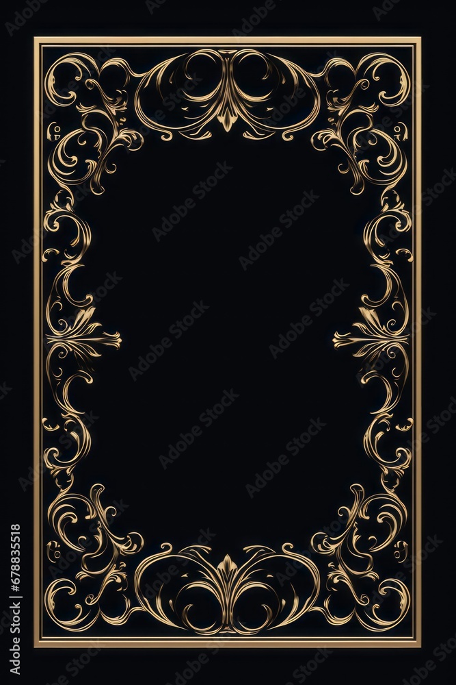 graphic vertical frame, flowers, black background, cornice decorata ...