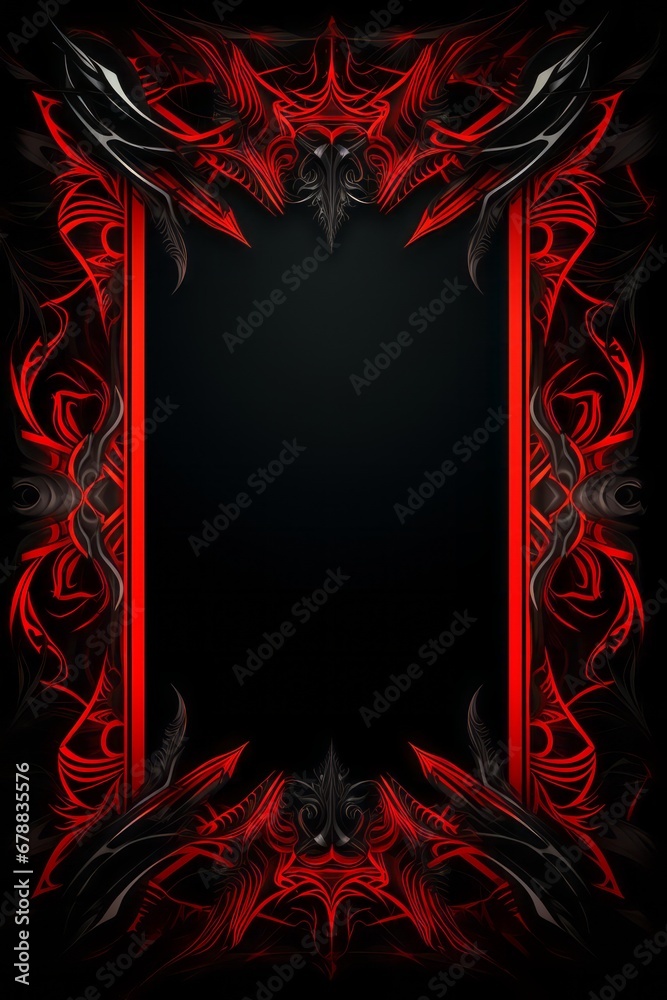 graphic vertical frame, red, futuristic, blades, black background ...