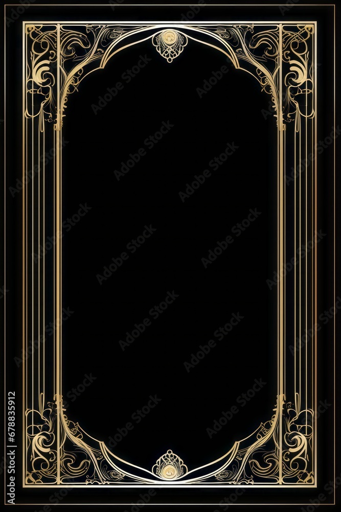 graphic vertical frame, gold, lines, black background, cornice lineare ...