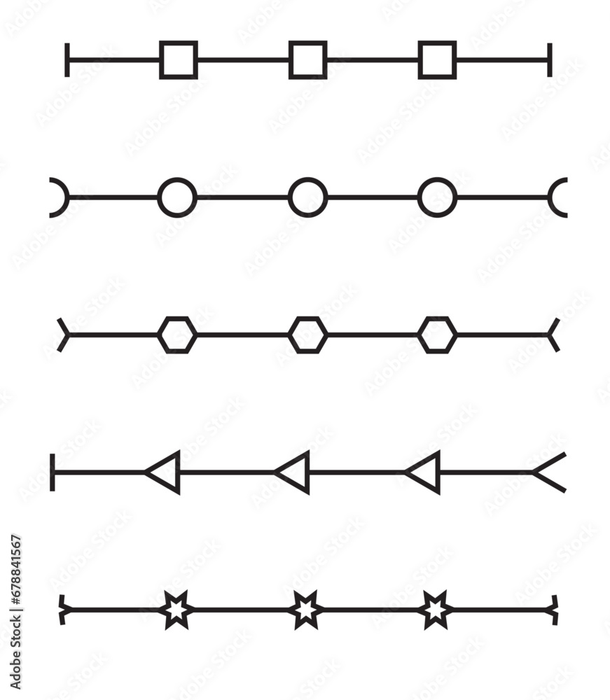 Dividers vector set isolated. Geometric horizontal vintage line border ...