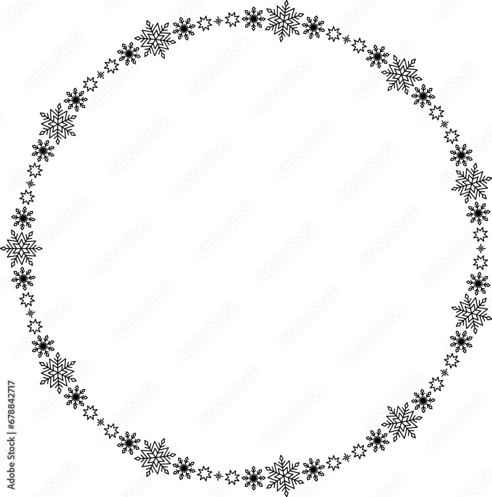 Snowflake circle frame. Winter snowflake round border. Stock Vector ...