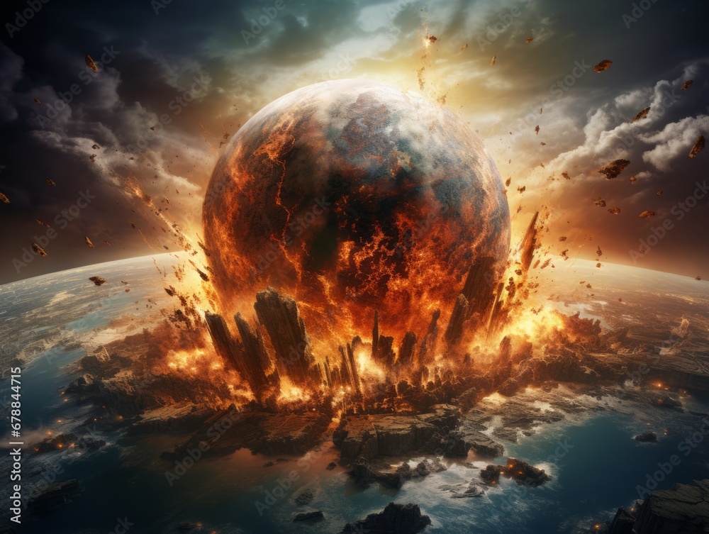 Apocalyptic Canvas: A World Gripped in Chaos, Earth's Globe Shrouded in ...