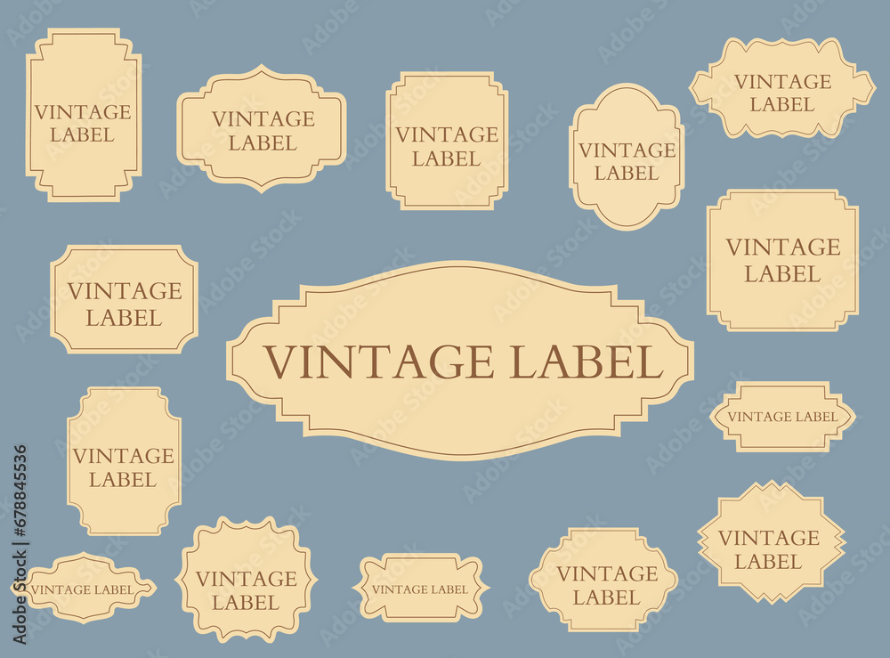 Retro craft labels set. Text samples in traditional frames, vintage ...