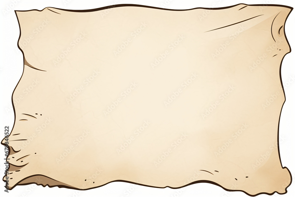 Cartoon old paper scroll with curled edges and worn texture Stock ...