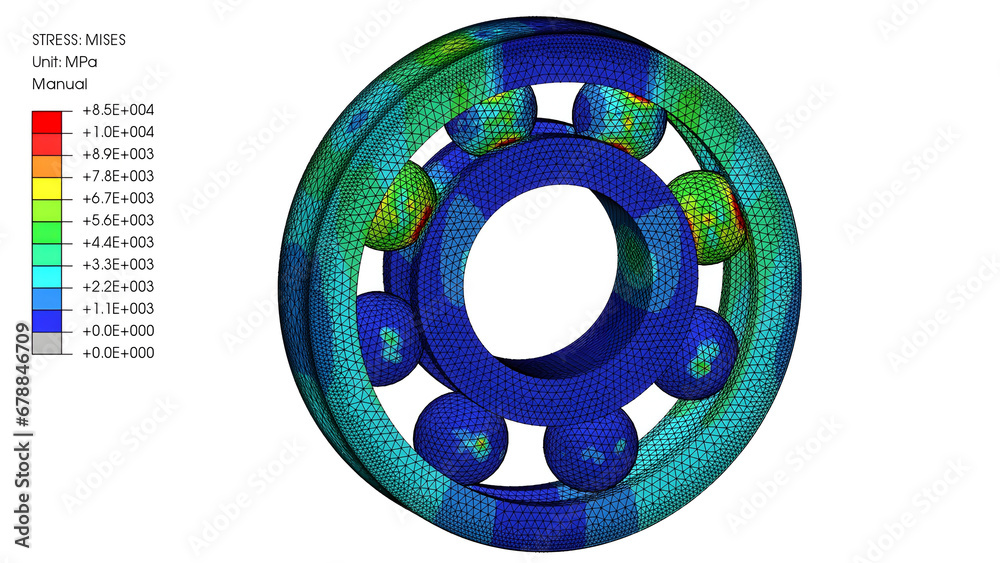 Ball bearing stress analysis - Finite element method Stock Illustration ...
