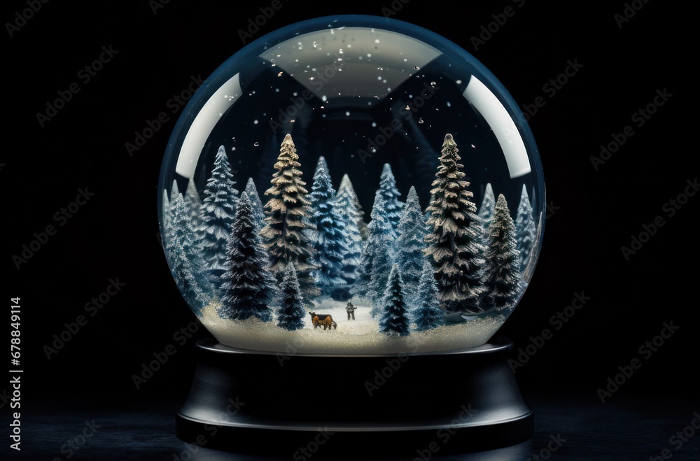 winter in a snow globe, trees and snow, animated gifs Stock Photo ...