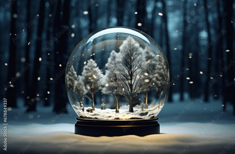 winter in a snow globe, trees and snow, animated gifs Stock Photo ...