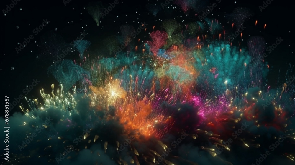 Fireworks underwater bubble explosion hyper-cro Ai generated Attractive ...