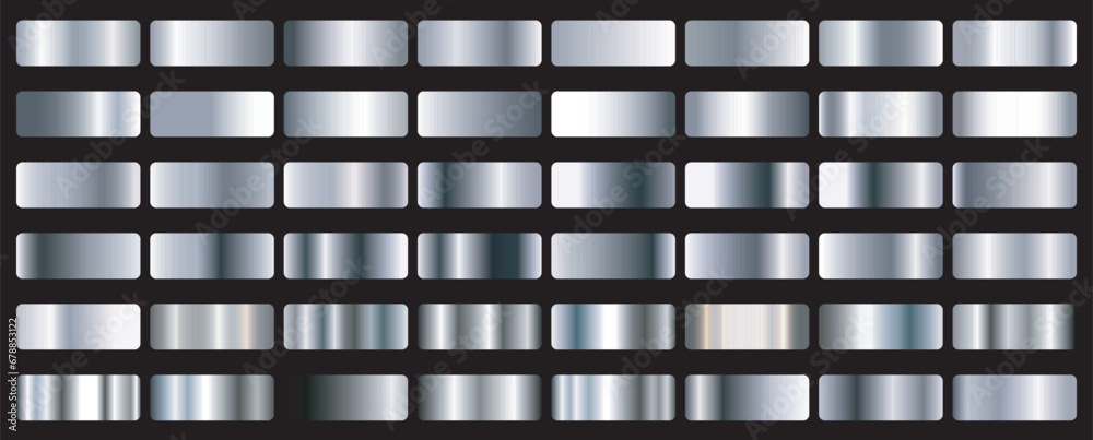 Silver foil texture set background. Vector shiny and metal steel ...