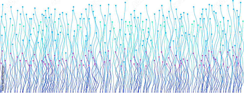 Abstract curved lines with dots on transparent background for design on ...