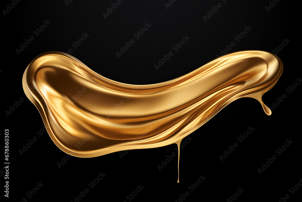 Golden smear abstract shape. Melted gold smudge brushstroke for beauty ...