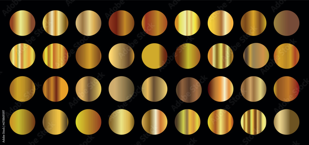 Gold gradient set background vector icon texture metallic illustration ...