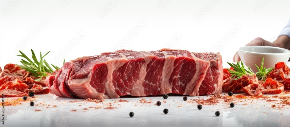 isolated white kitchen background the passionate chef was cooking a ...