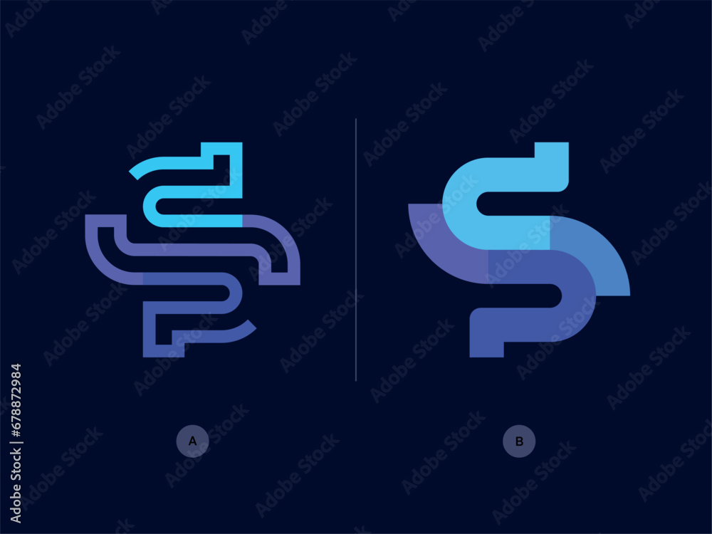 Modern professional logo in the shape of the letter S. Exclusive S ...