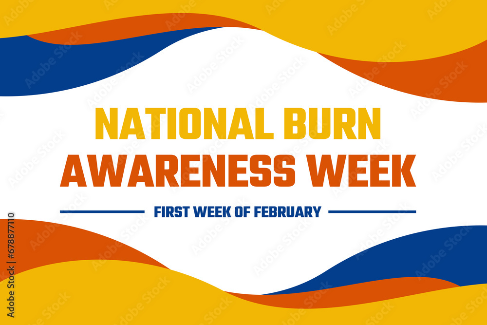 National Burn Awareness Week background in yellow and purple color with ...
