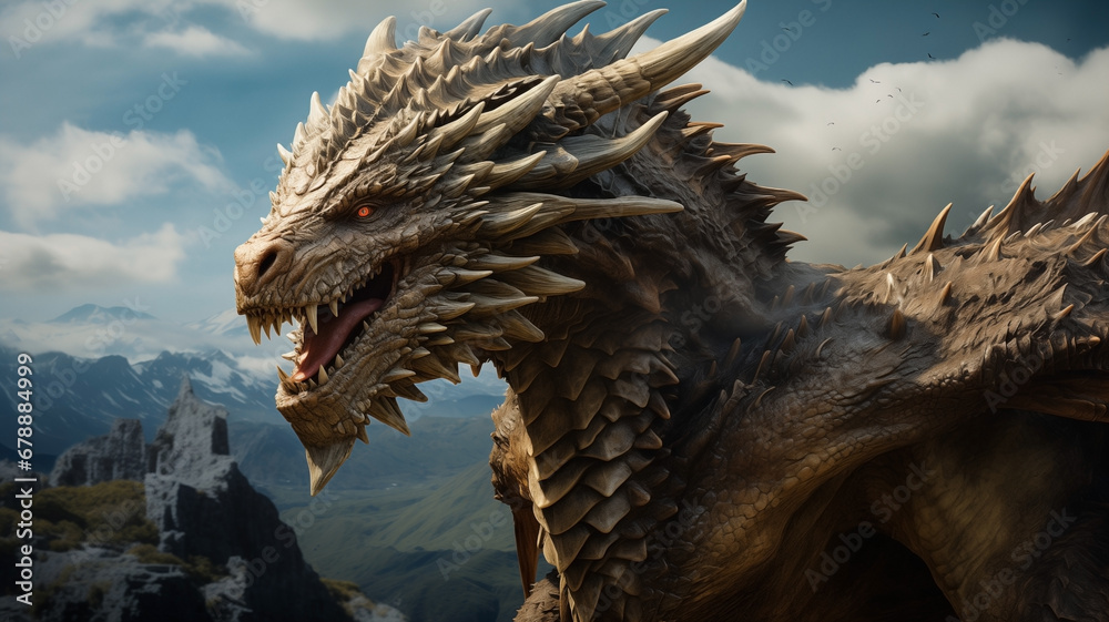 Super realistic image of beautiful dragon with red eyes and sharp ...