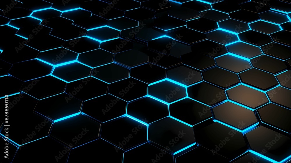 Modern black & electric blue geometric perfect hexagon background for ... Modern black & electric blue geometric perfect hexagon background for ...