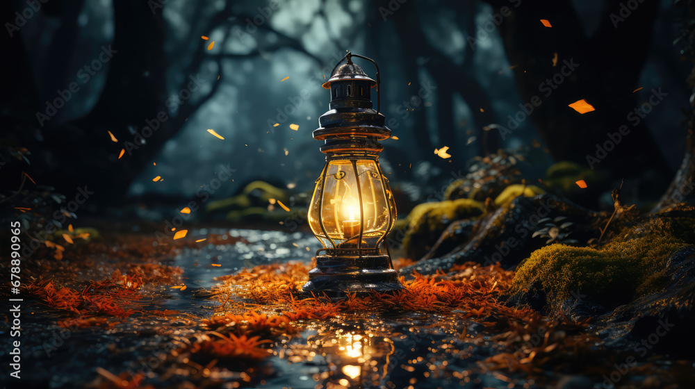 A beacon or lantern lighting up a dark path, symbolizing Stoicism as a ...
