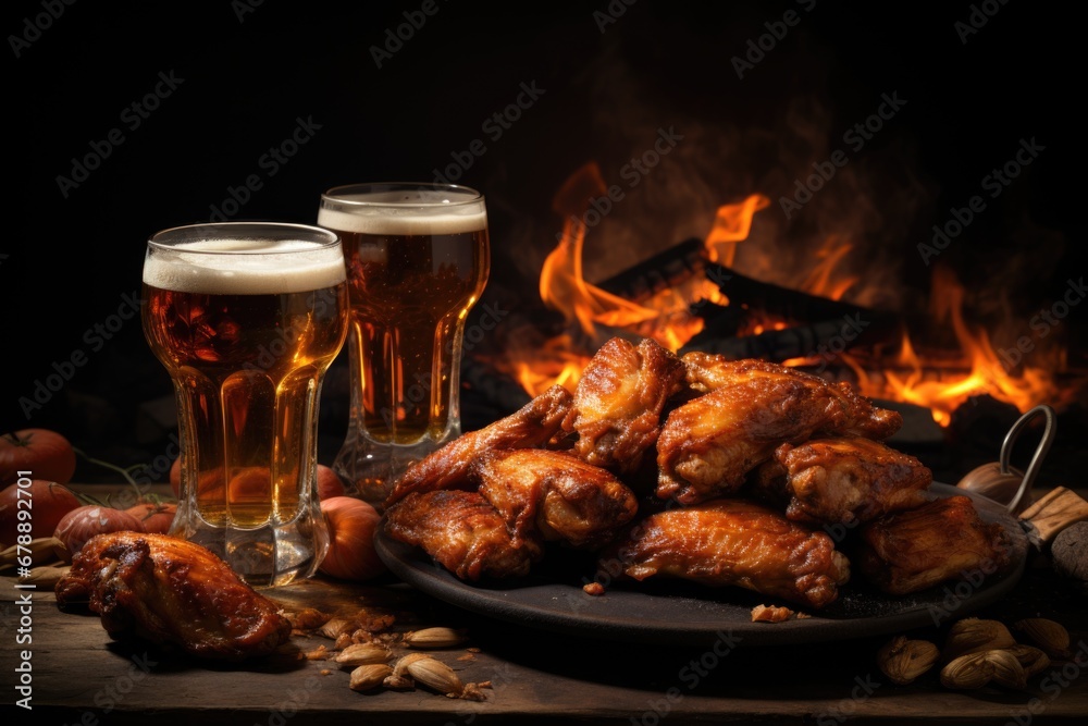 Woodfire Wing Feast: Revel in a woodfire wing feast featuring grilled ...