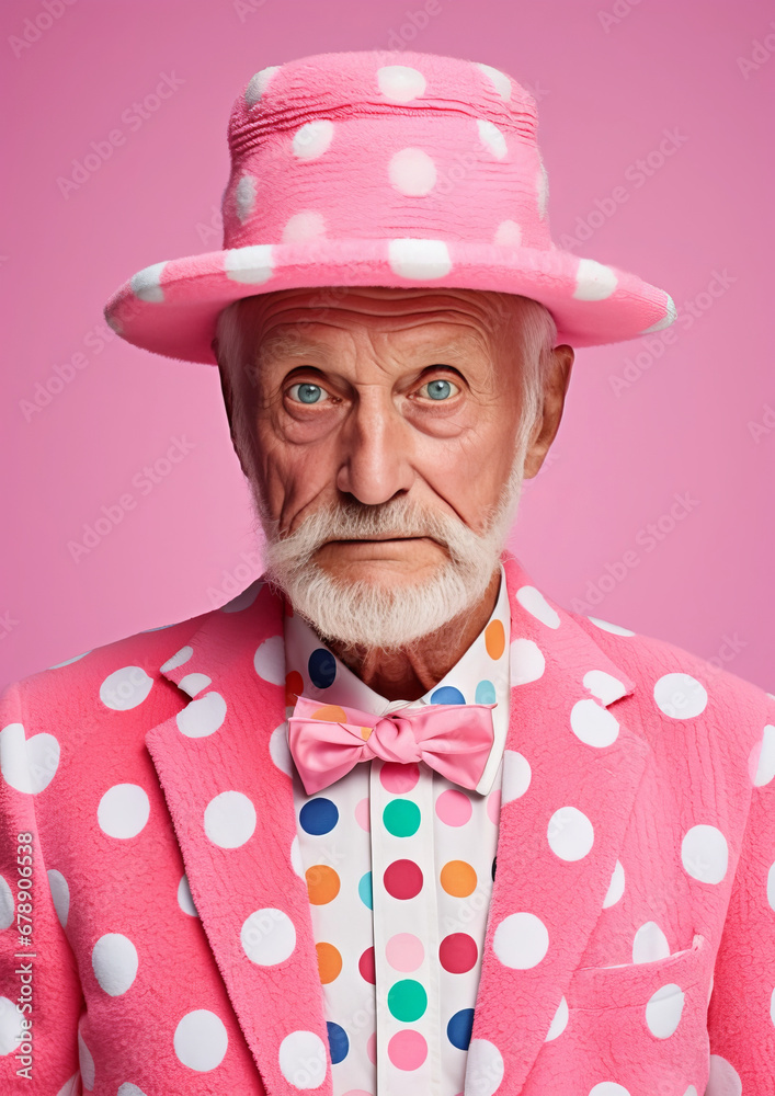 Cute grandpa with a gray beard wearing a whimsically stylish suit and ...