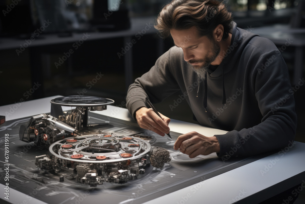 An innovative product designer sketches new concepts, emphasizing the ...