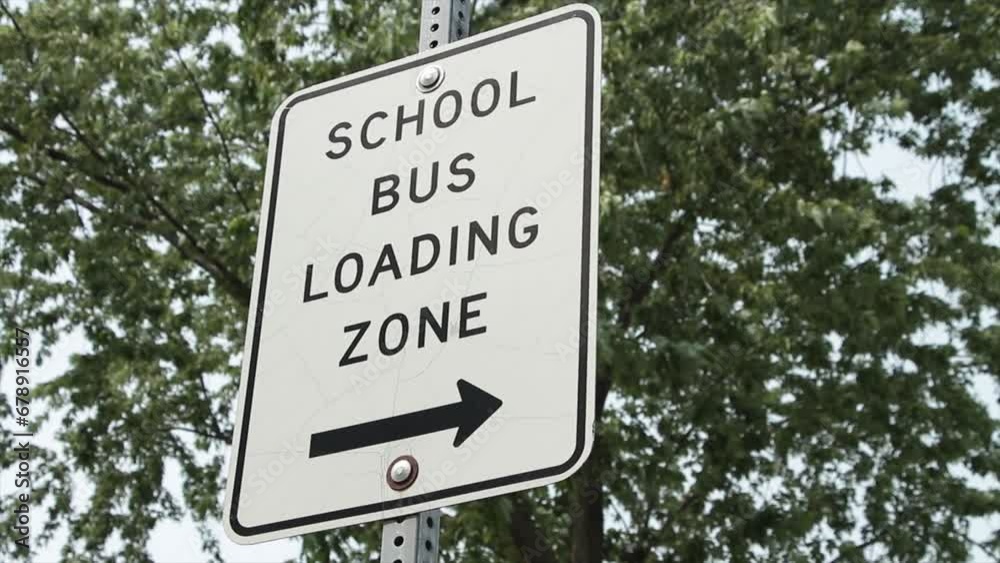 school bus loading zone vertical rectangle sign with arrow pointing ...