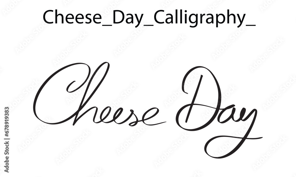 Cheese day calligraphy hand written text font black color illustration ...