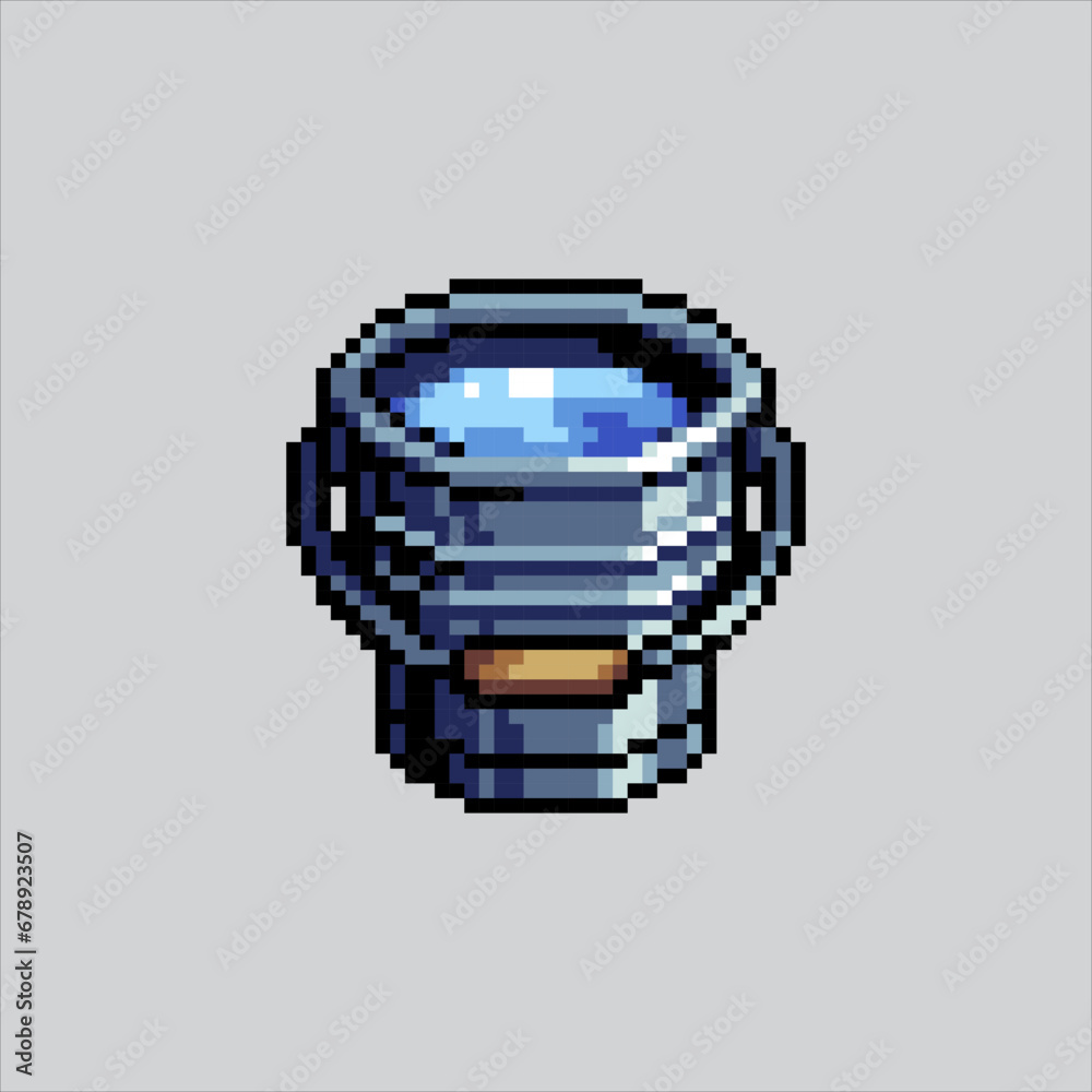 Pixel art illustration Bucket. Pixelated Bucket. Iron Bucket pixelated ...