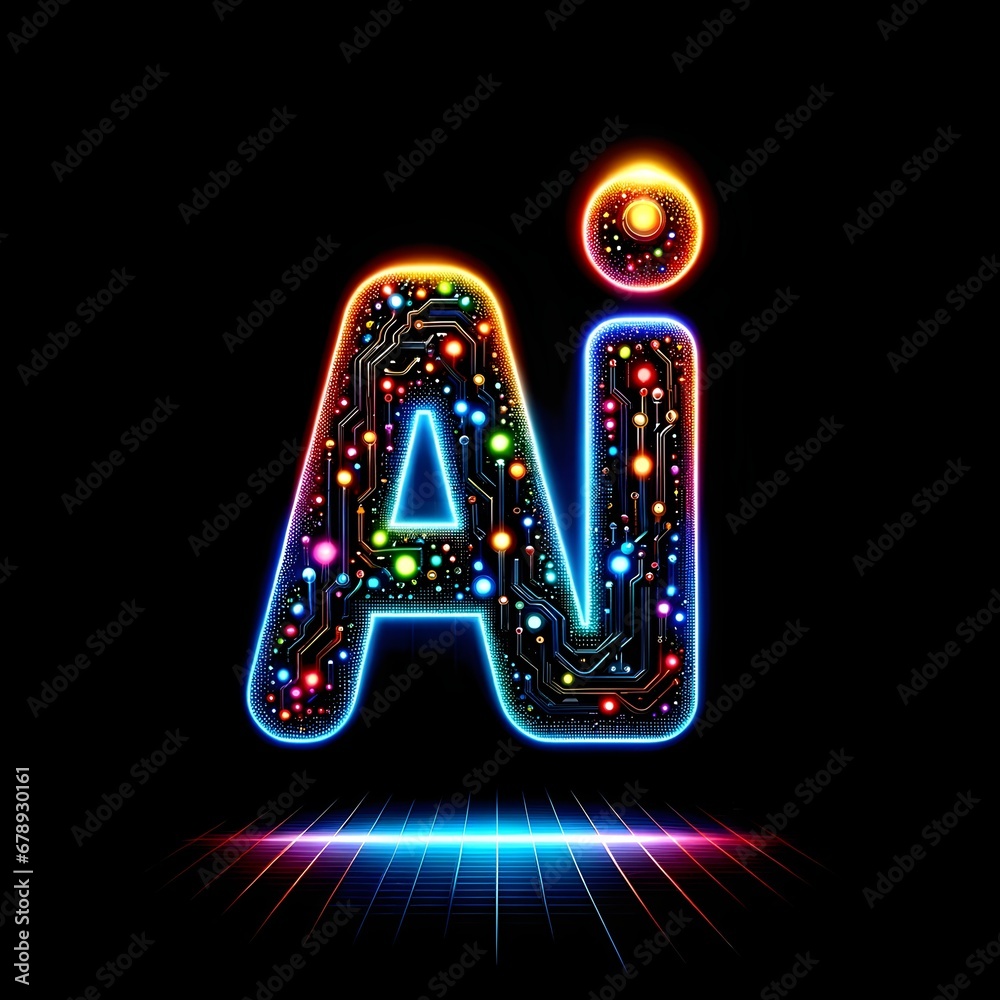 Colorful Lights Forming the Letters AI in Computer Graphics, Technology ...