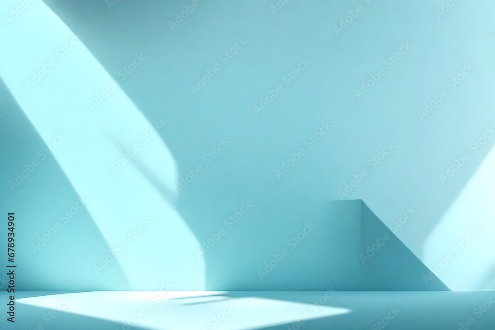 Minimal abstract light blue background for product presentation. Shadow ...