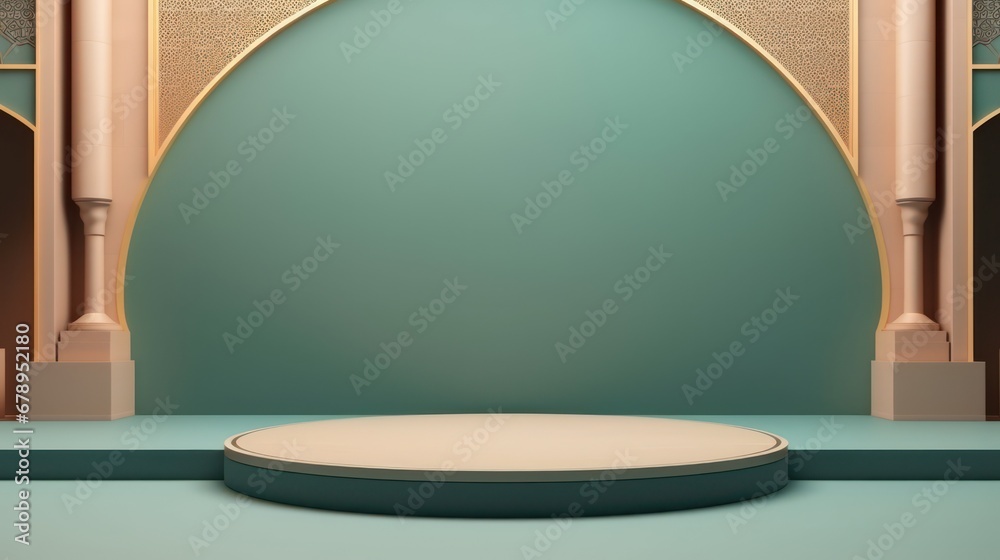 Islamic podium background with pastel color for product presentation ...