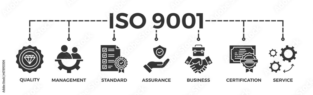 ISO 9001 banner web icon vector illustration concept with icon of ...