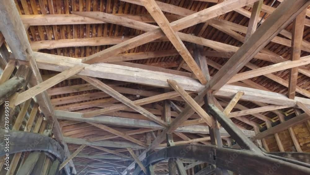 Roberts covered bridge in Eaton Ohio. Walking gimbal stabilized shot ...