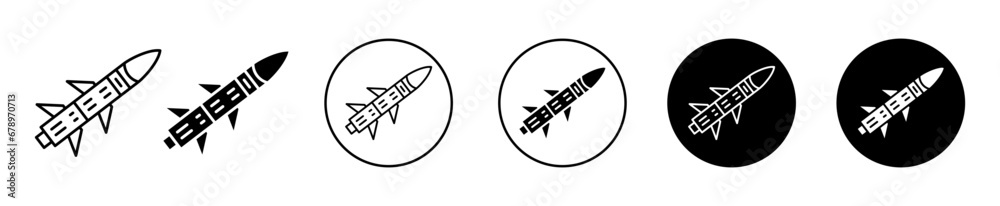 Missile icon set. nuclear ballistic Missile vector symbol in black ...