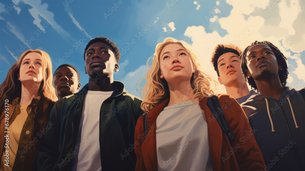 Diverse, group and youth portrait of young students or a friends for ...