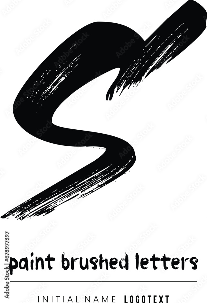 vector icon of letter S with ink stroke, S - Black handwritten letters ...