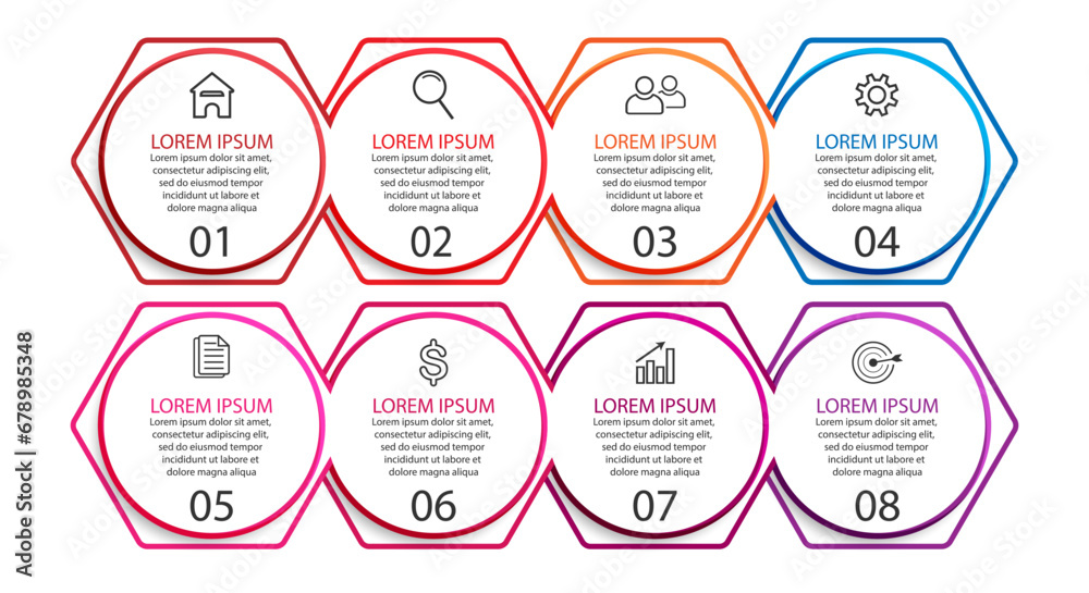 simple infographic business vector with 8 interconnected sections and ...