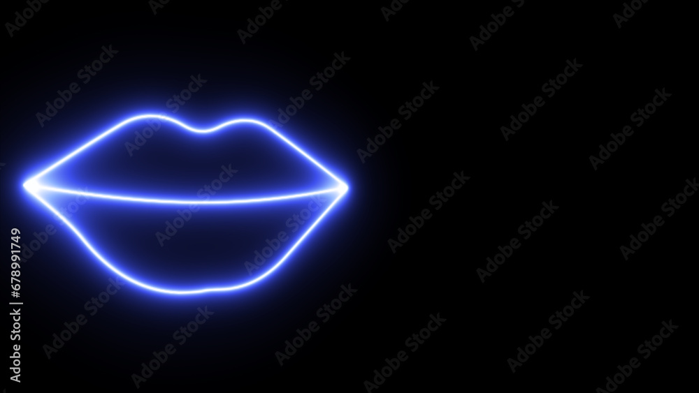 Neon lips signs over black background. Lip shape neon illustration ...