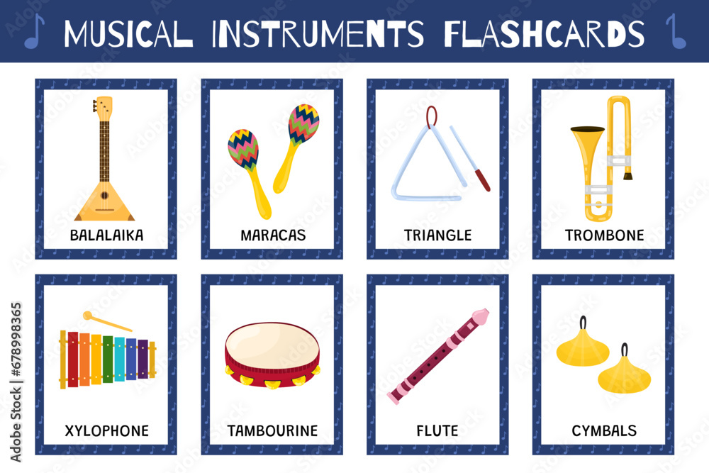 Musical instruments flashcards collection. Flash cards collection for ...