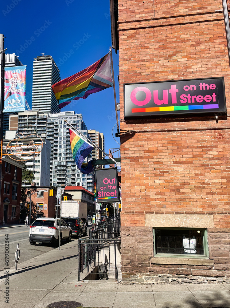 Toronto Canada 24 October 2022 A Progress Rainbow Lgbtqa Flag On